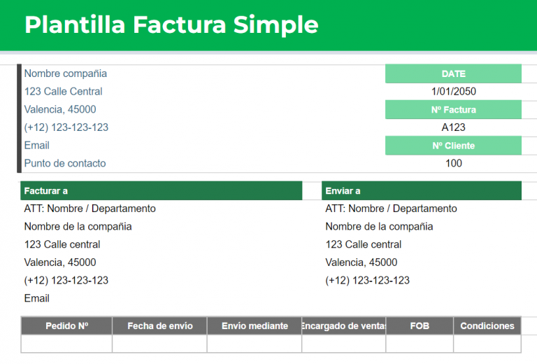 Plantilla Factura Simple - Descarga Tu Plantilla